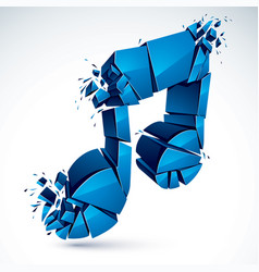 Musical note breaking to pieces and exploding 3d Vector Image