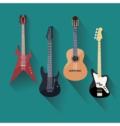Electric and bass guitar headstock silhouettes Vector Image