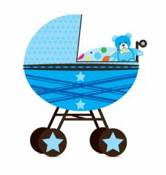 Newborn baby doing selfie right out of the pram Vector Image