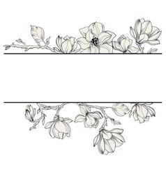 Floral corner border with magnolia flowers Vector Image