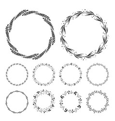 Hand drawn floral wreath clip art round frame wit Vector Image