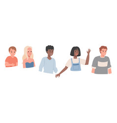 Group of cartoon face young people set Royalty Free Vector