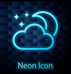 Cloud and lightning neon icon glowing Royalty Free Vector