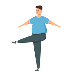 Fat man workout exercise icon cartoon gym Vector Image