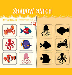 Find correct shadow shadow match worksheet Vector Image