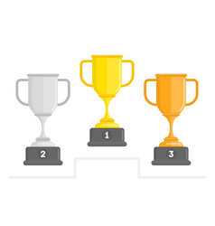 Podium winners with trophy cups Royalty Free Vector Image