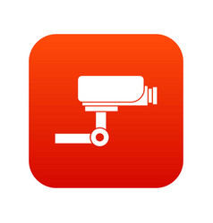 Cctv camera icon digital red Royalty Free Vector Image