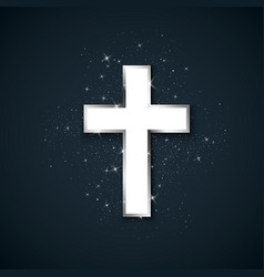Silver cross with rubies Royalty Free Vector Image