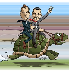 Rabbit runs fast and turtle slow Royalty Free Vector Image