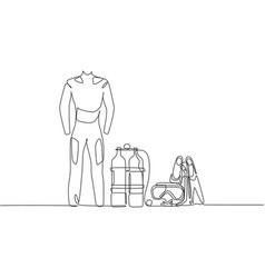 Single continuous line drawing wetsuit Royalty Free Vector