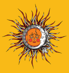 Sun and triple moon pagan wicca goddess Royalty Free Vector