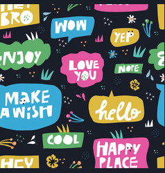 Seamless handwritten lettering hello pattern Vector Image
