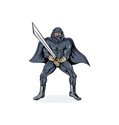 Blue ninja boy attack game sprites Royalty Free Vector Image