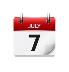 July 7 flat daily calendar icon Date and Vector Image
