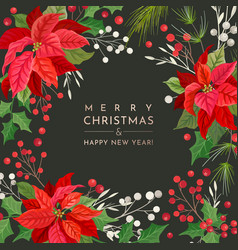 Christmas poinsettia flower card party Royalty Free Vector
