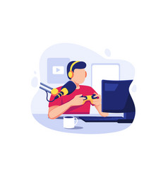 Man playing computer game Royalty Free Vector Image