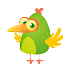 Cute green bird cartoon Royalty Free Vector Image
