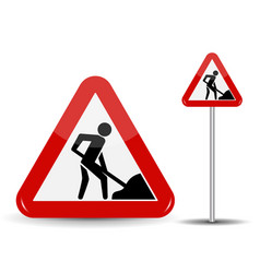 Warning road sign red triangle with exclamation Vector Image