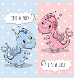 Greeting card with cute dragon Royalty Free Vector Image