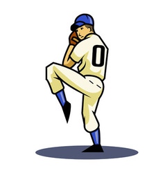 Baseball Pitcher Player Cartoon Royalty Free Vector Image