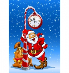 Santa claus and clock Royalty Free Vector Image
