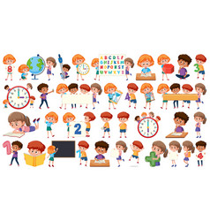Set of student learning math tools Royalty Free Vector Image