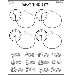 Clock face cartoon educational worksheet for kids Vector Image