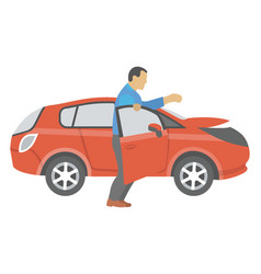 Man in driving school training car Royalty Free Vector Image