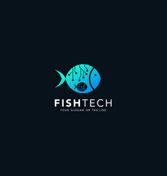 Fish technology logo Royalty Free Vector Image