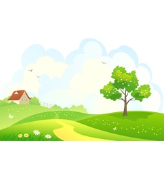 Rural spring scene Royalty Free Vector Image - VectorStock