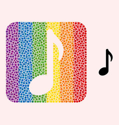 Dot mosaic music note subtracted icon for lgbt Vector Image