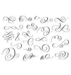 Swirl flourishes ink pen calligraphy set Vector Image