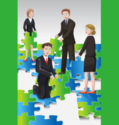 Cartoon business man helping team climbing risk Vector Image