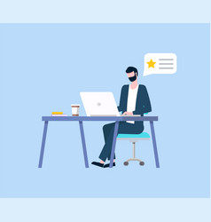 Male office worker typing on computer isolated Vector Image