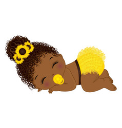 Cute african american baby girl holding sunflower Vector Image