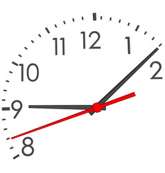 Clock face with red second hand Royalty Free Vector Image