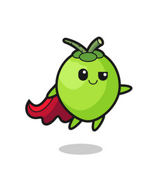 Cute coconut superhero character is flying Vector Image