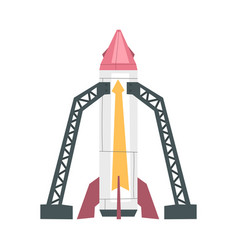 Startup rocket launch in cartoon style Royalty Free Vector