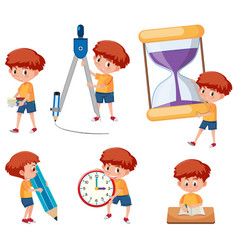 Student holding mathematics tools Royalty Free Vector Image