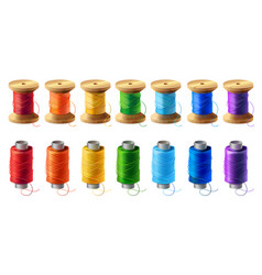 Set colored thread spools for sewing Royalty Free Vector