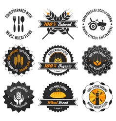 Whole wheat flour label set Royalty Free Vector Image