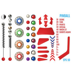 Pinball elements realistic set with different Vector Image