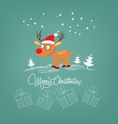 Merry christmas card with deer and santa claus Vector Image