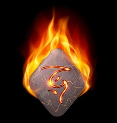 Burning stone with magic rune Royalty Free Vector Image