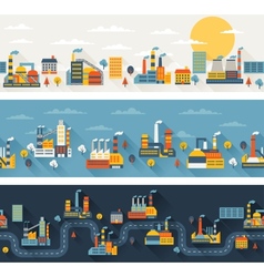 Industrial factory buildings horizontal banners Vector Image