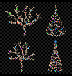A collection christmas trees set Royalty Free Vector Image