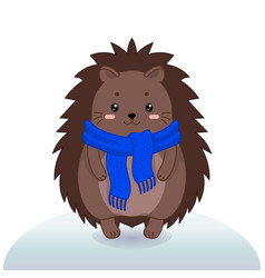 Winter with cute hedgehog Royalty Free Vector Image
