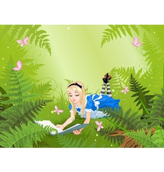 Alice reading a book Royalty Free Vector Image