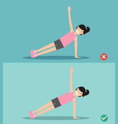 Wrong and right side plank plank posture Vector Image