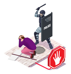 Cartoon police officer policeman stop crime Vector Image